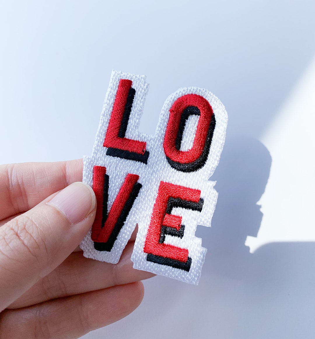Love Embroidered Patch, Red Love Iron on Patch, Love Monogram Applique ...