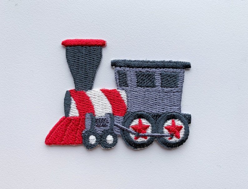 Train Embroidered Iron-on Patches, Train Embroidery Applique Badge ...