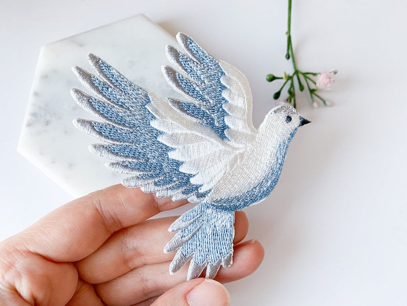 Peace Dove Bird Iron on Patch, Bird Embroidered Dove Applique Badge ...