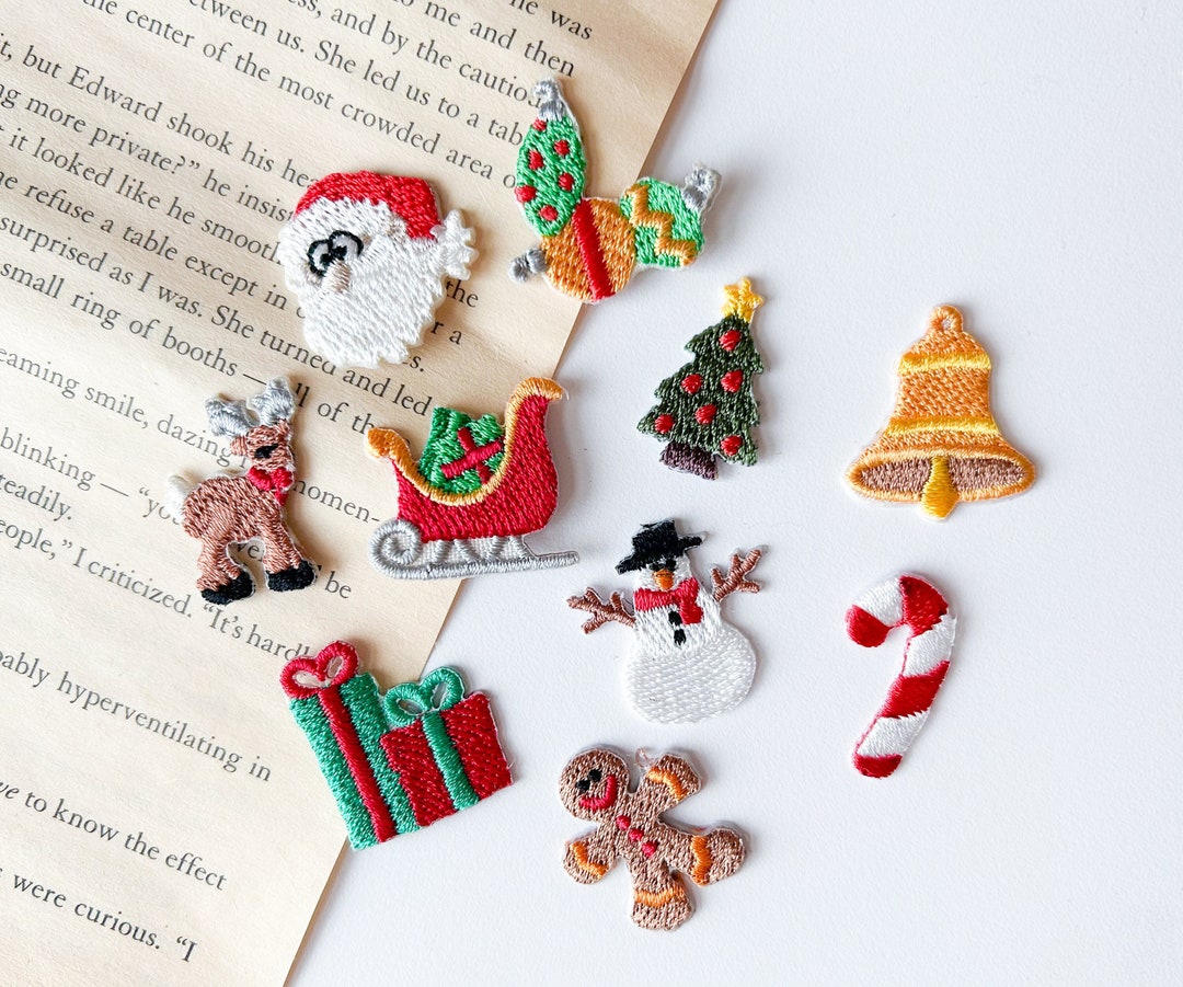 Set of 10 Christmas Mini Patches, Holiday Small Iron on Patches, Cute ...