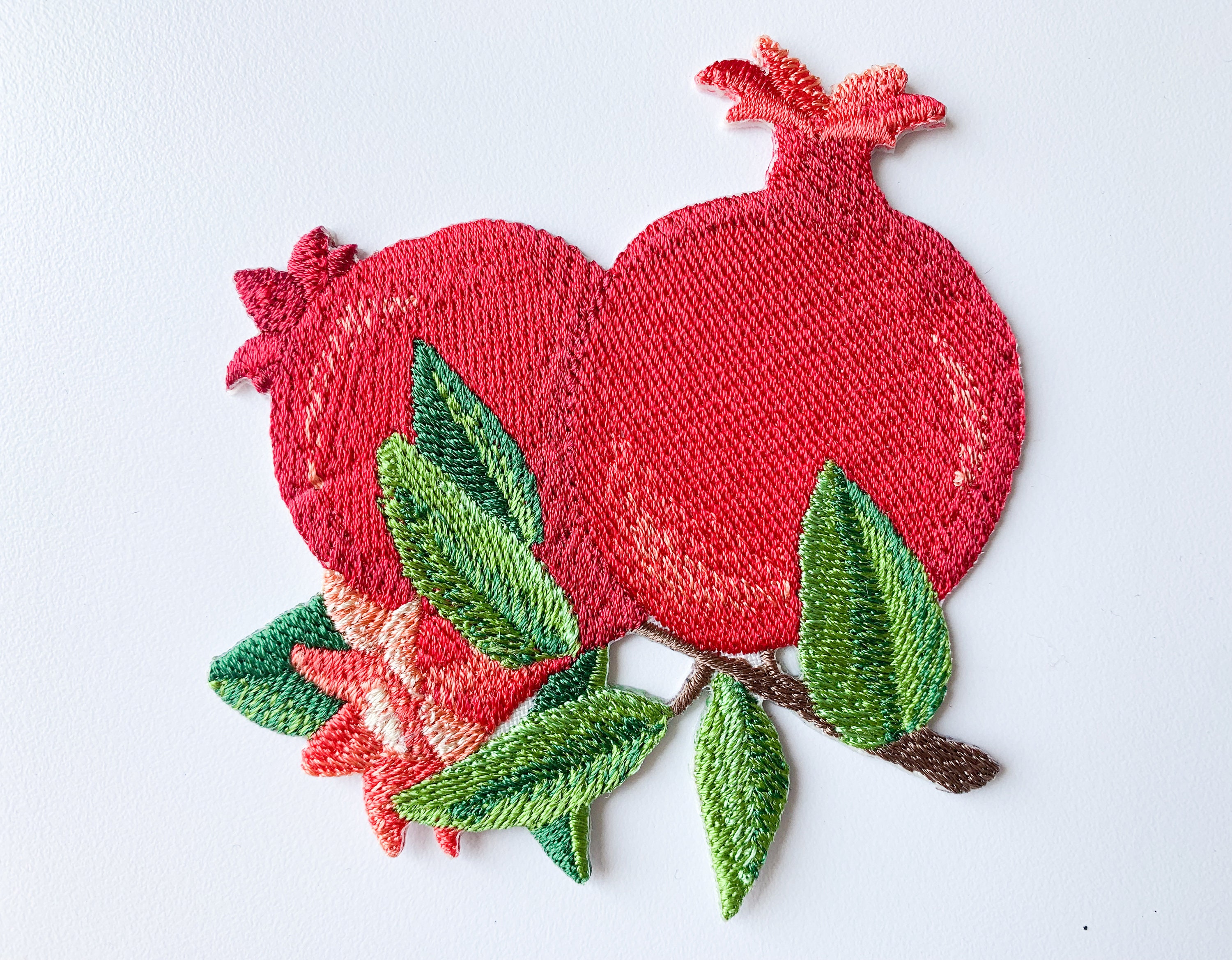 Pomegranate Embroidered Iron on Patch, Summer Red Fruit Applique ...