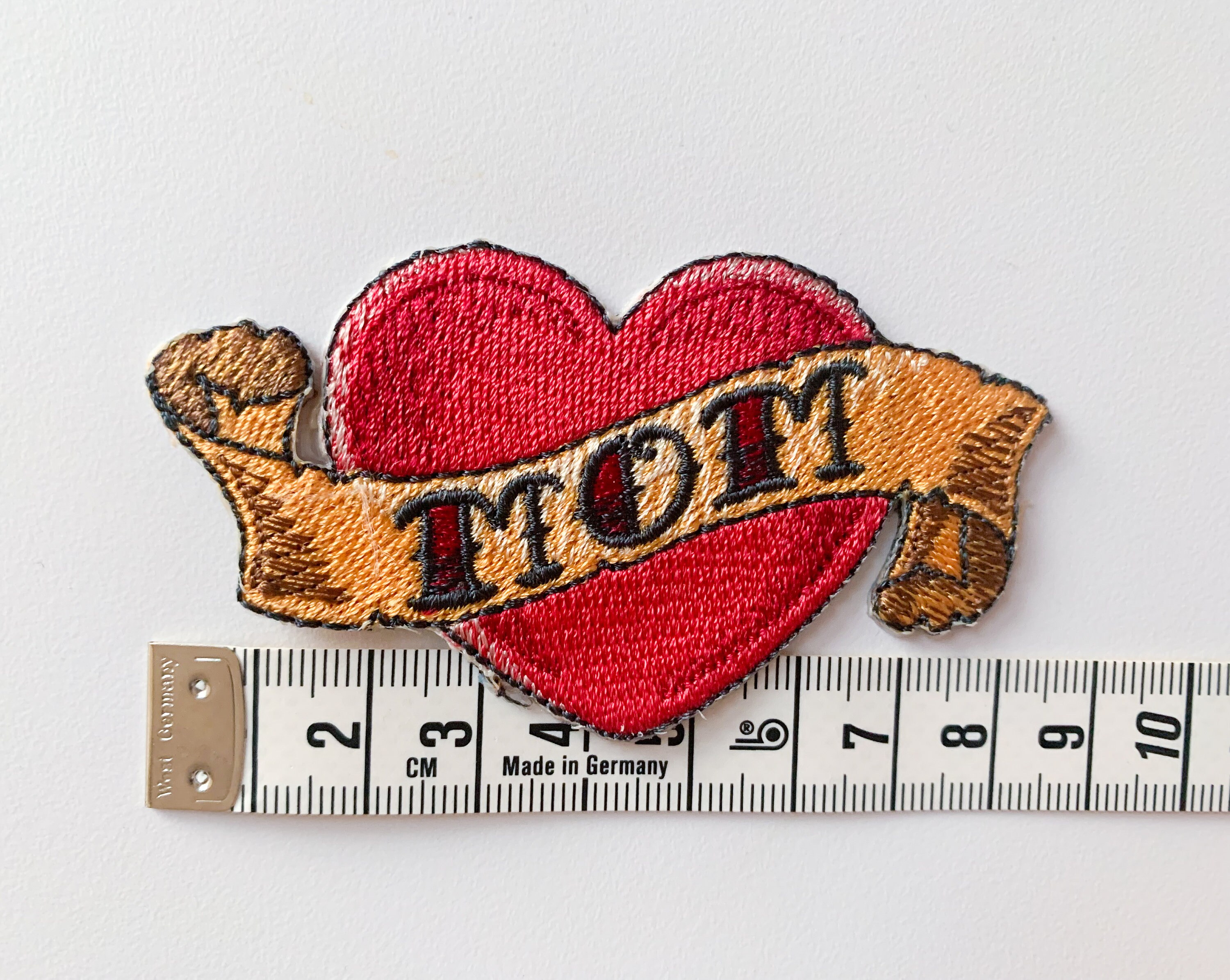 Mom Embroidered Patch, Tattoo Red Heart Iron on Patch, Mother's Day ...