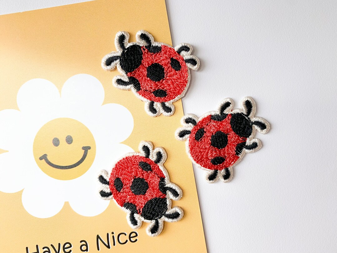 Set of Small Ladybug Iron-on Patches, Embroidered Ladybird Badge ...
