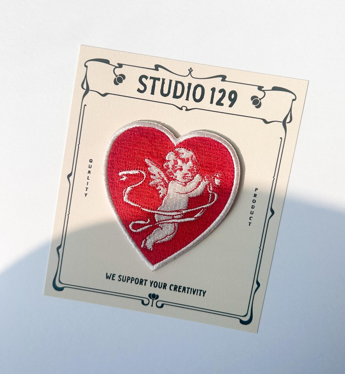 Vintage Cupid Heart Embroidered Iron-on Patch – Retro Cherub Valentine ...