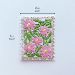 Flower Stamp Iron on Patches, Floral Embroidered Applique, Vintage ...