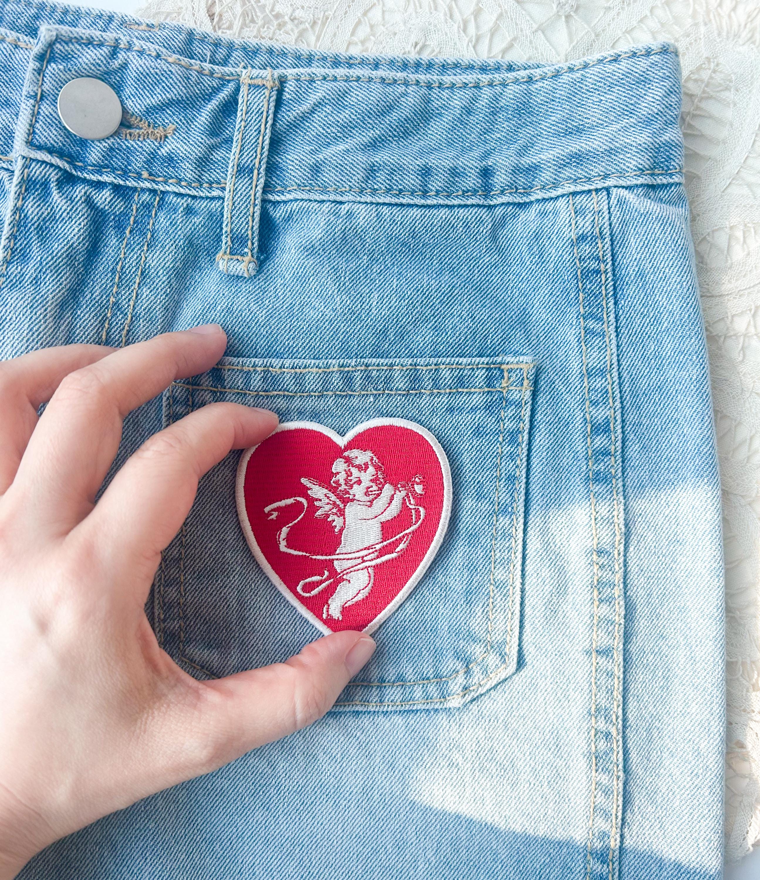 Vintage Cupid Heart Embroidered Iron-on Patch – Retro Cherub Valentine ...