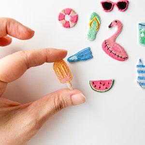 Set of 10 Mini Summer Fun Iron-on Patch, Retro Summer Floaties Ice ...