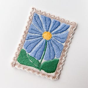 Flower Stamp Iron on Patches, Floral Embroidered Applique, Vintage ...