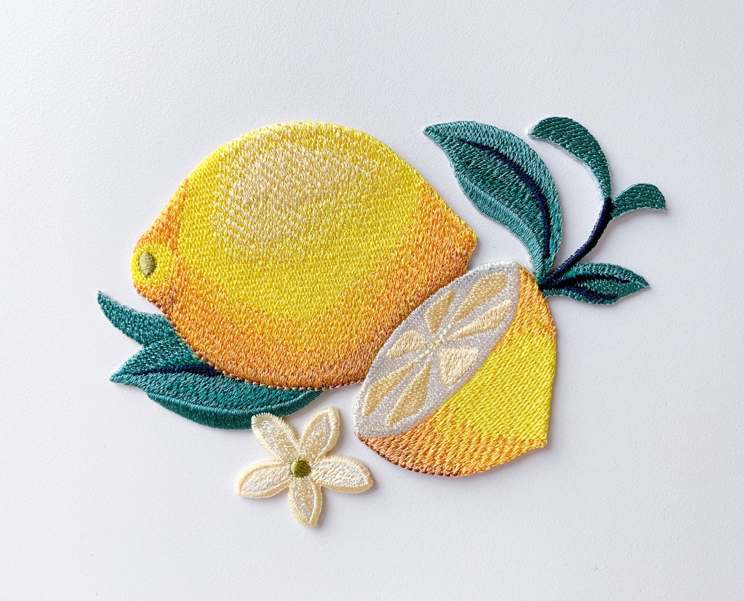 Lemon Iron-on Patch, Citrus Fruit Badge, Embroidered Fruity Applique ...