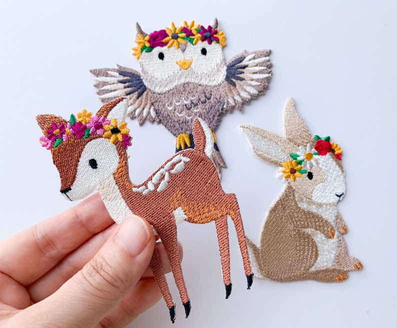 Forest Friends Patch Woodland Animals Iron on Patches Deer - Etsy