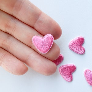 Set of Mini Heart Patches in Pink or Red, Small Heart Embroidered ...