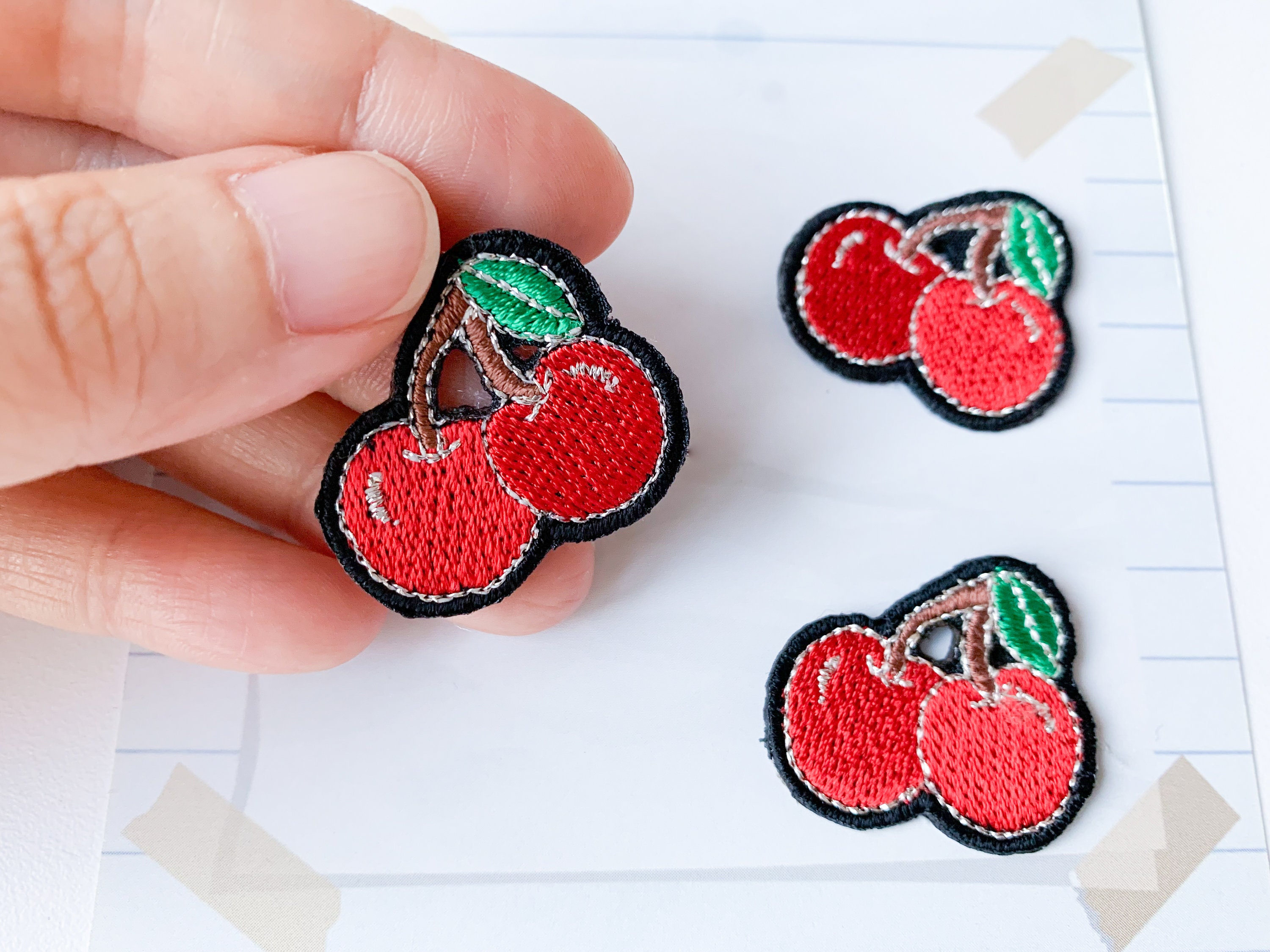 Set of Mini Cherry Patches Cute Red Cherry Iron on Patch for - Etsy