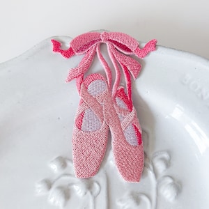 Ballet Shoes Patch, Pink Ballerina Shoes Embroidered Applique, Ballet ...