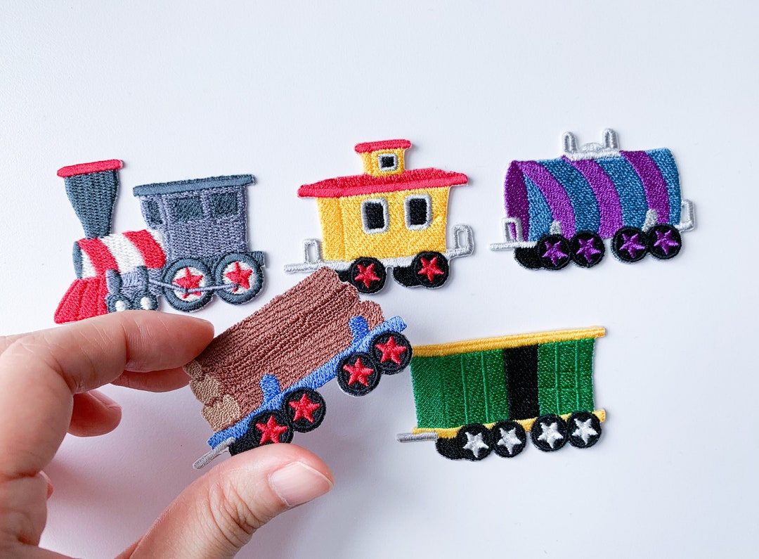 Train Embroidered Iron-on Patches, Train Embroidery Applique Badge ...