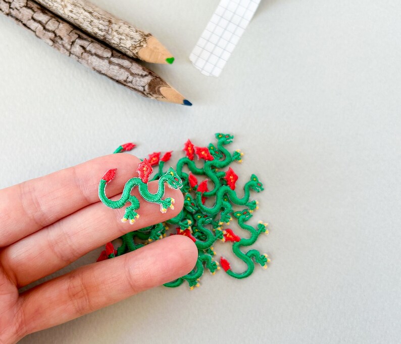 Set of Small Dragon Iron on Patch, Dragon Embroidery Applique, Mini ...