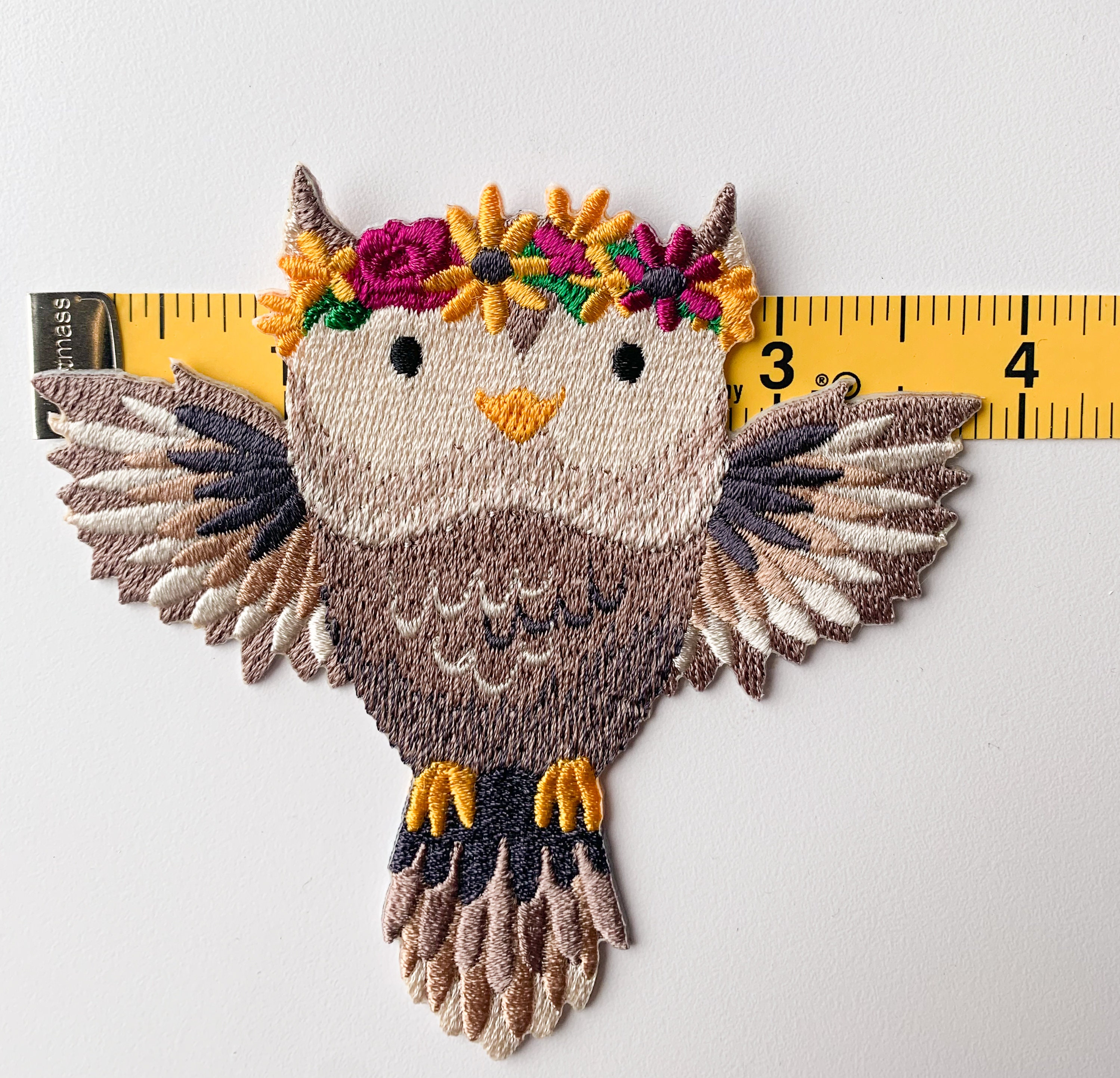 Cute Owl Iron on Patch, Owl Applique, Animal Embroidered Patch, Owl With Flower Clown, T-shirt ...