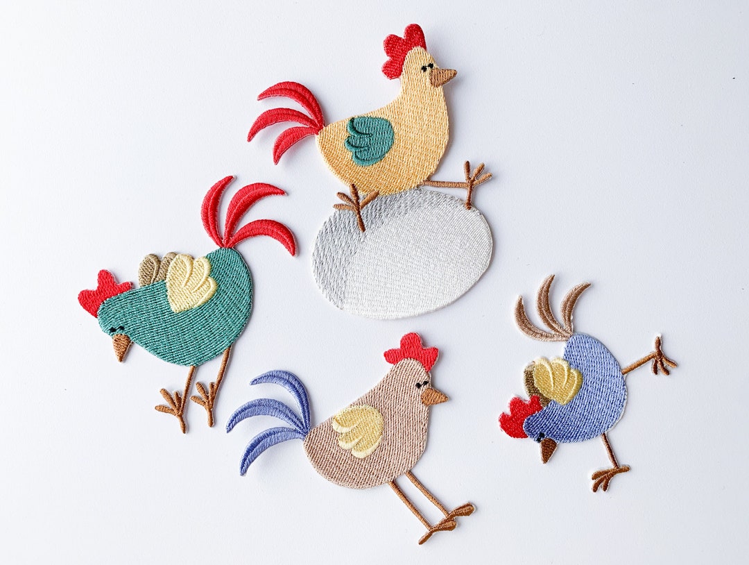 Chicken Iron-on Patches, Farm Animal Embroidered Applique Badge ...
