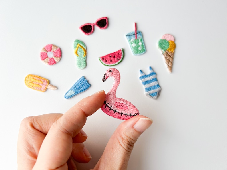 Set of 10 Mini Summer Fun Iron-on Patch, Retro Summer Floaties Ice ...