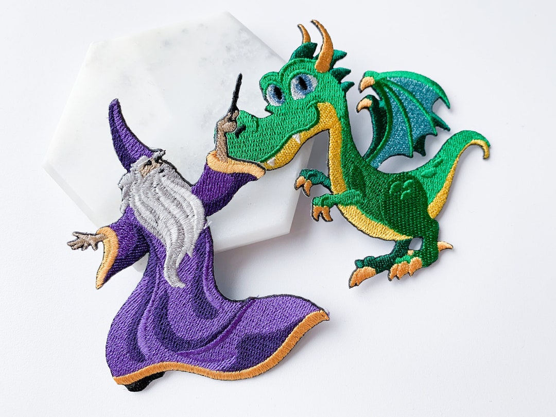 Wizard and Dragon Patches, Embroidered Fairy Tale Theme Applique ...