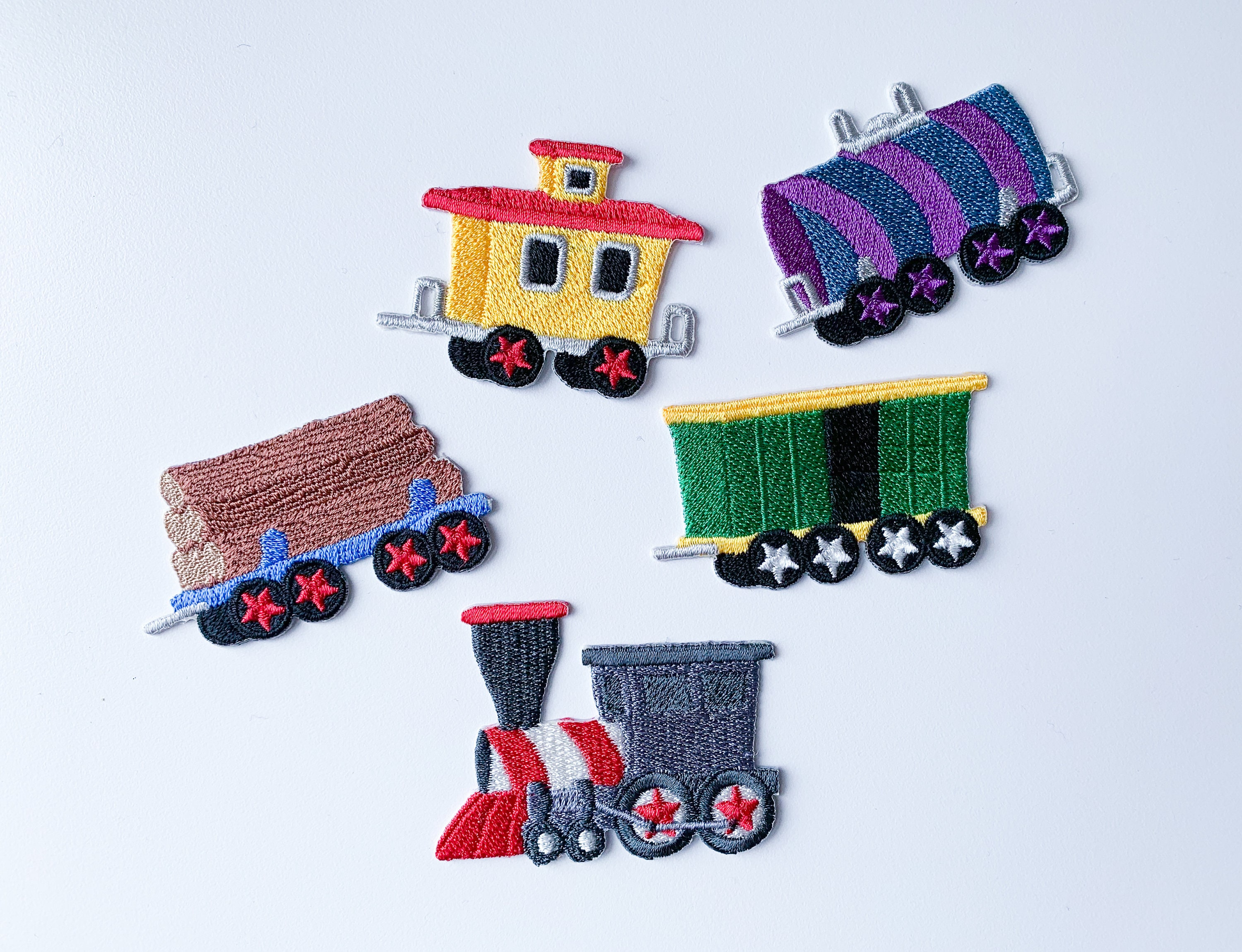 Train Embroidered Iron-on Patches, Train Embroidery Applique Badge ...