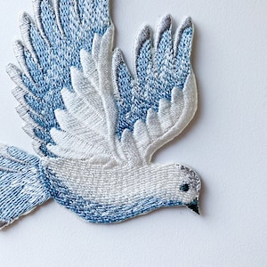Peace Dove Bird Iron on Patch, Bird Embroidered Dove Applique Badge ...