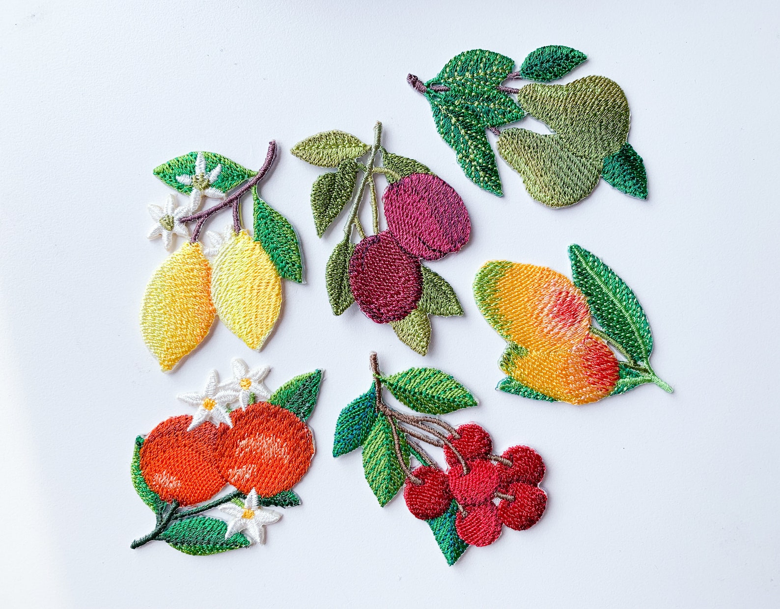 Small Fruit Iron on Patches, Cherry Mango Plum Pear Orange Lemon ...