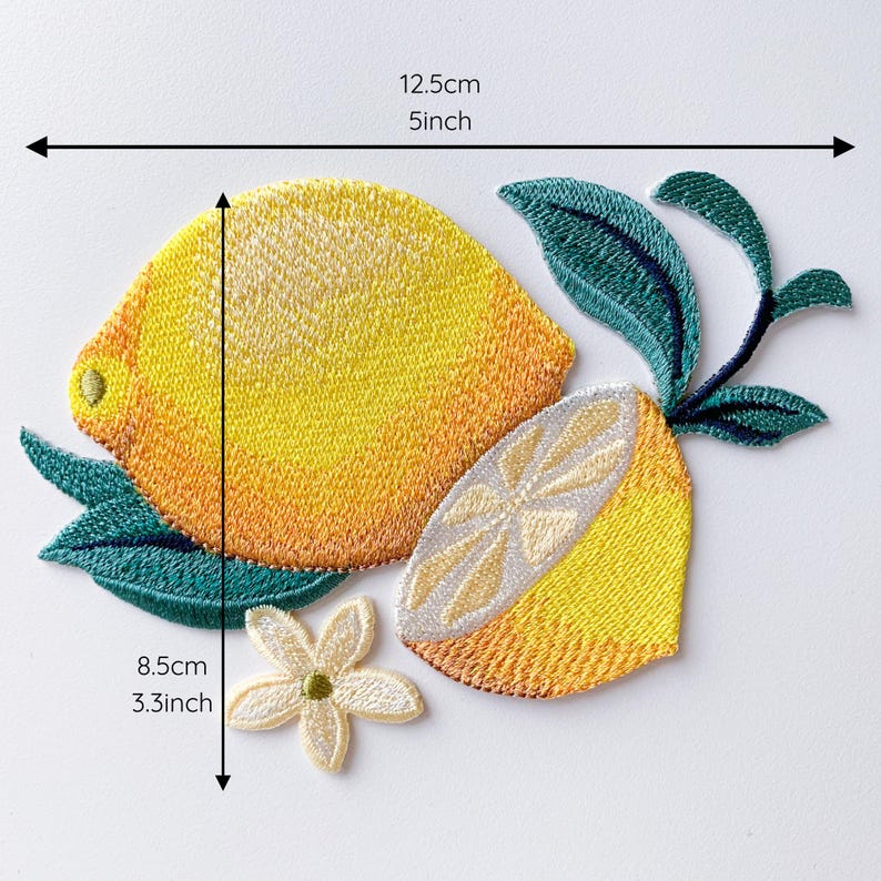 Lemon Iron-on Patch, Citrus Fruit Badge, Embroidered Fruity Applique ...