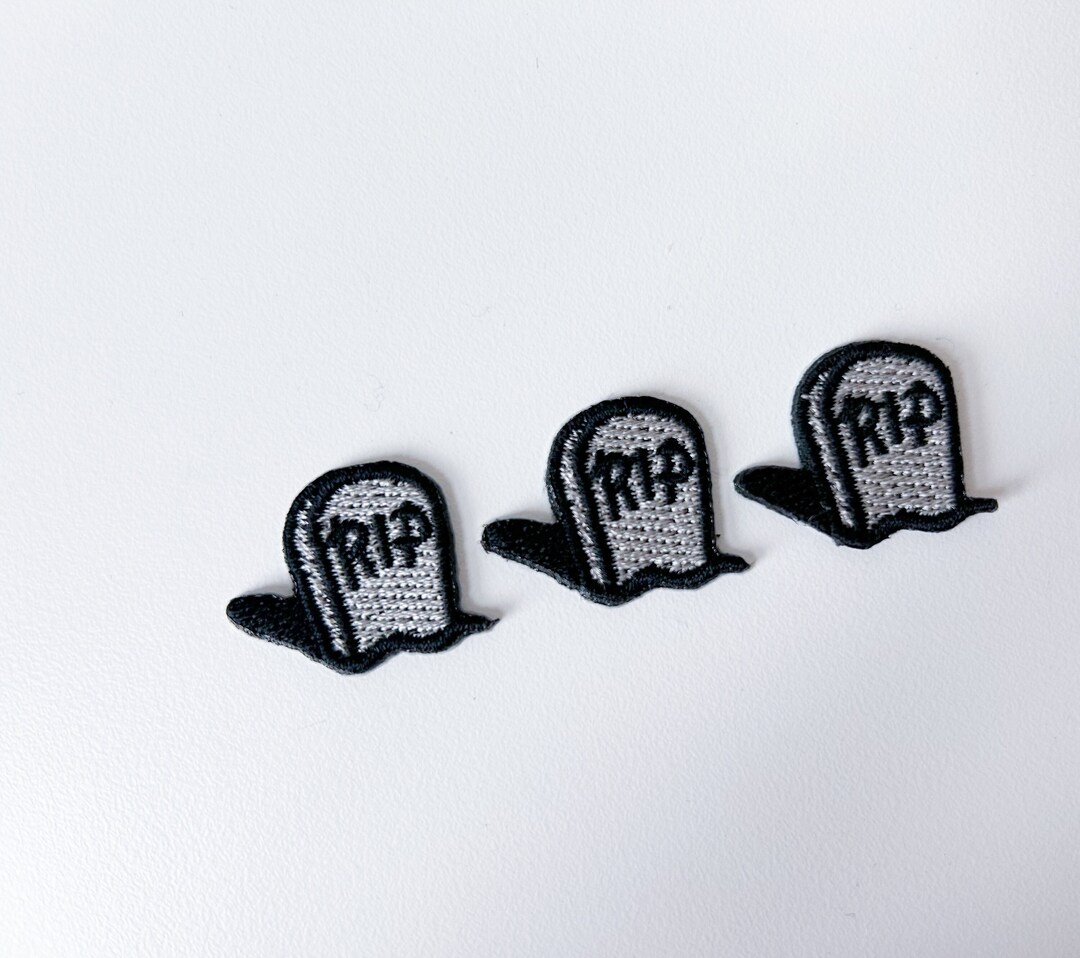 Set of Halloween Patches, Mini Iron-on Patches, Gravestone Embroidered ...