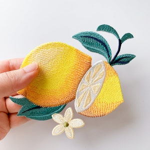 Lemon Iron-on Patch, Citrus Fruit Badge, Embroidered Fruity Applique ...
