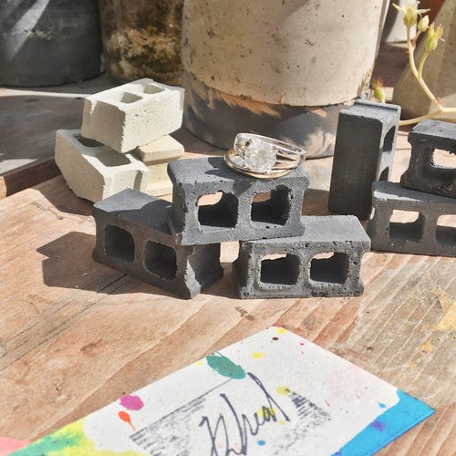 Miniature Charcoal Colored Concrete Block Set of Three | Etsy