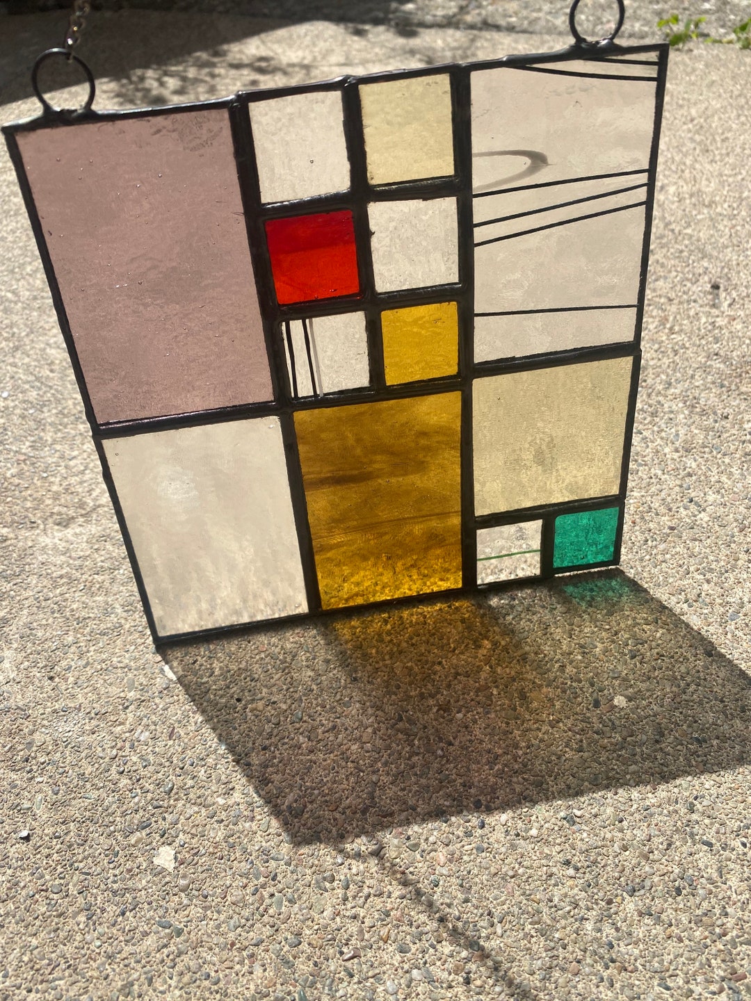 Checkered Stained Glass Window Panel - Etsy