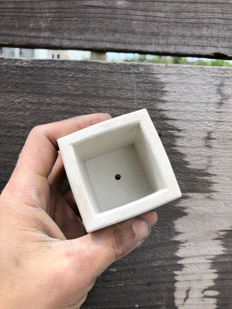 Small Square Concrete Pot | Etsy