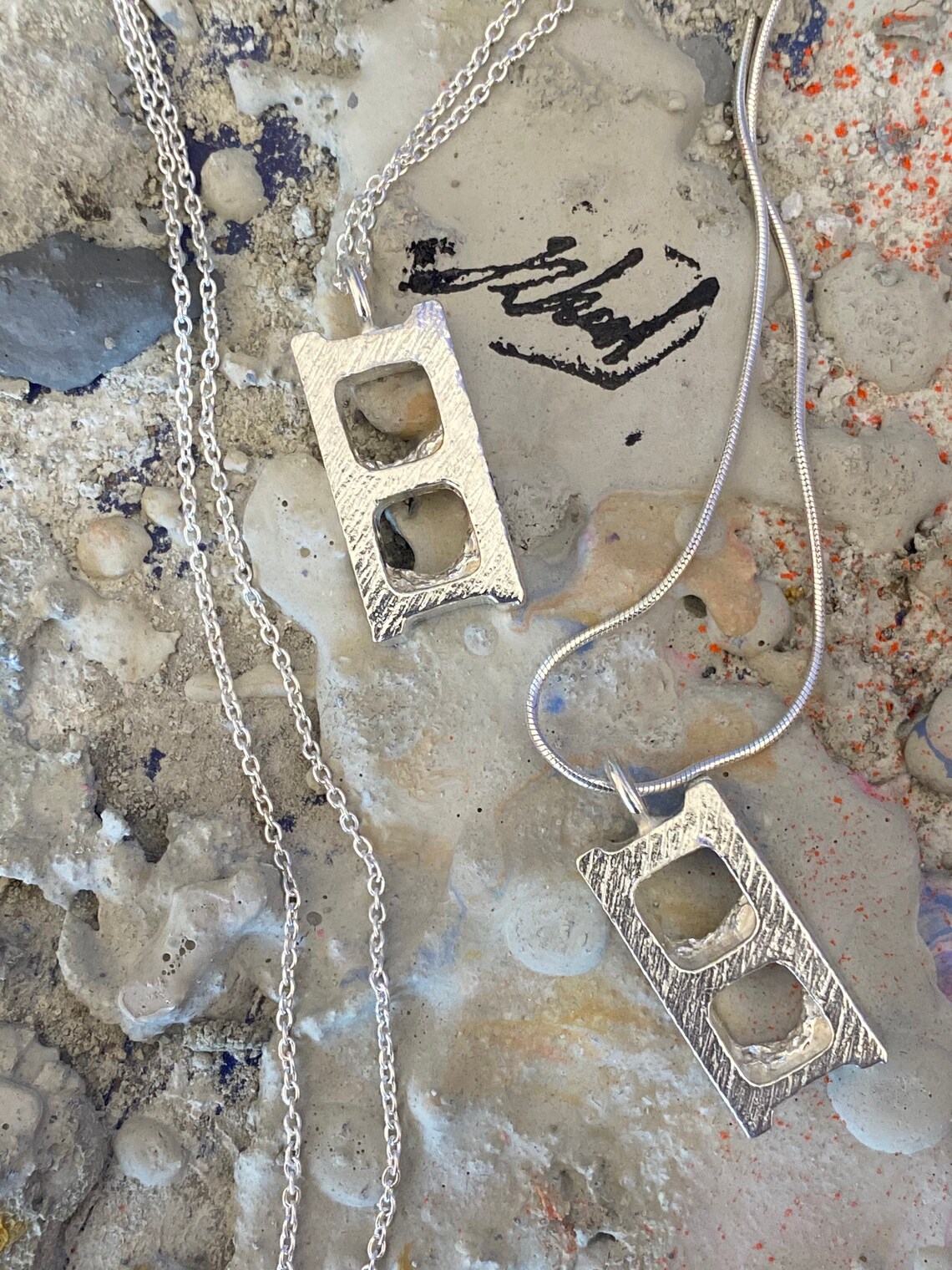 Sterling Silver Brick Necklace Charm - Etsy