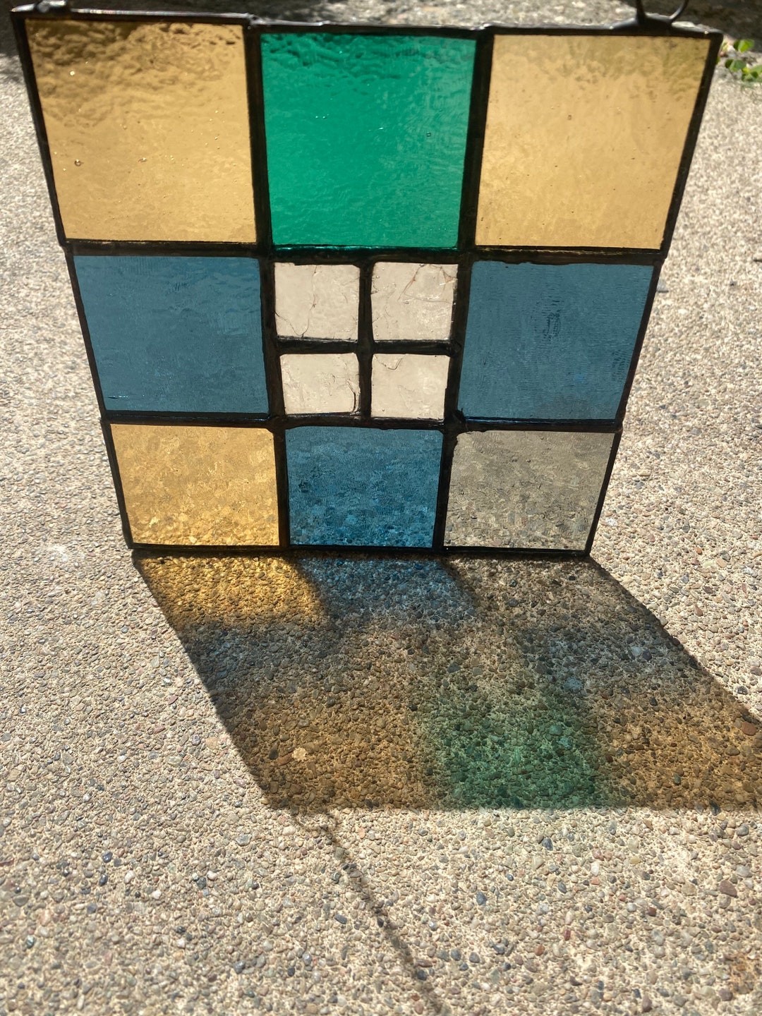 Checkered Stained Glass Window Panel - Etsy