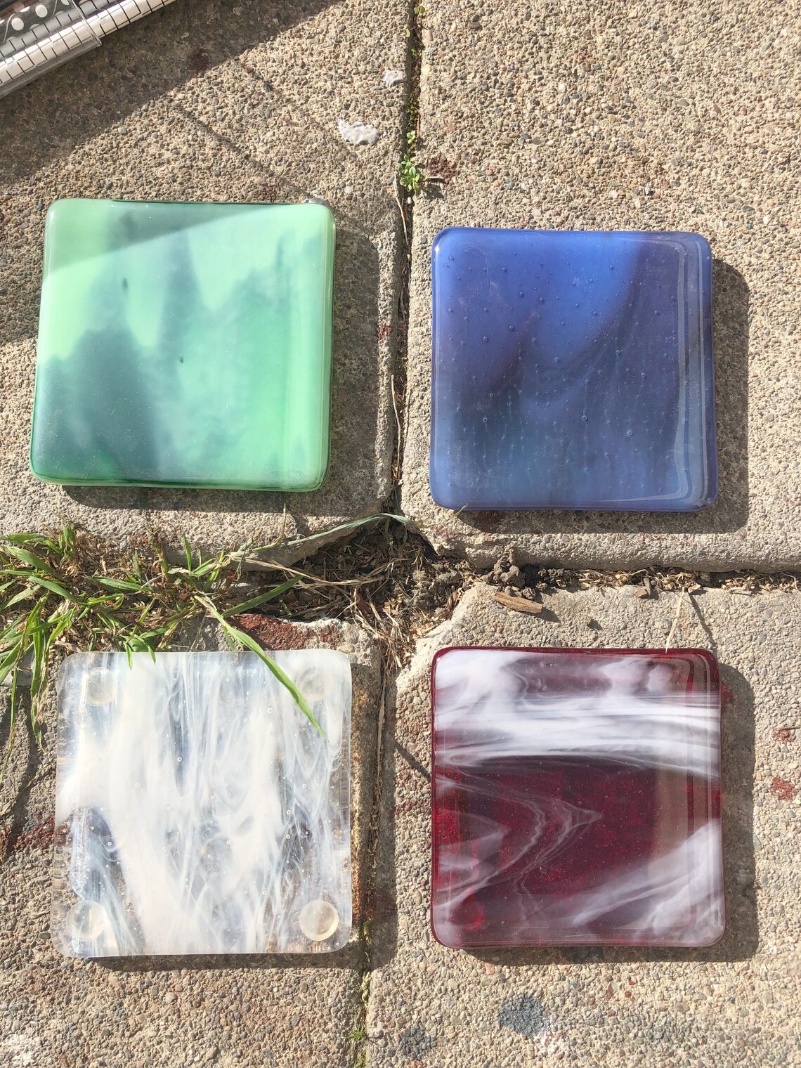 Limited Batch Marbled Glass Coaster set of Four Emerald | Etsy