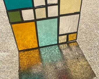 Checkered Stained Glass Window Panel | Etsy