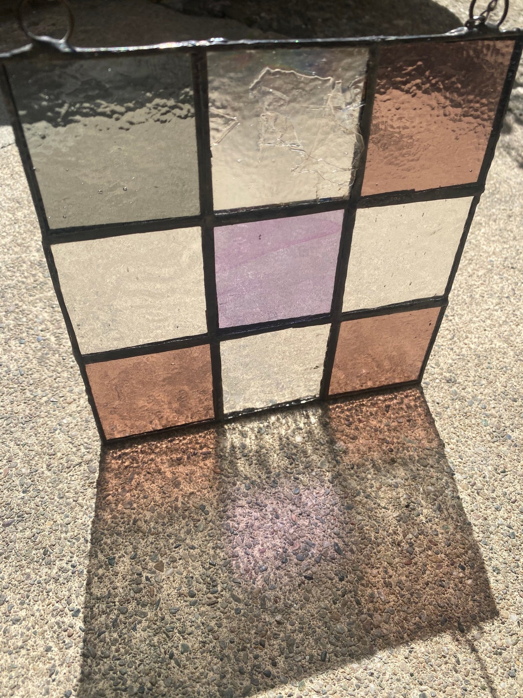 Checkered Stained Glass Window Panel - Etsy