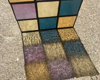 Checkered Stained Glass Window Panel | Etsy