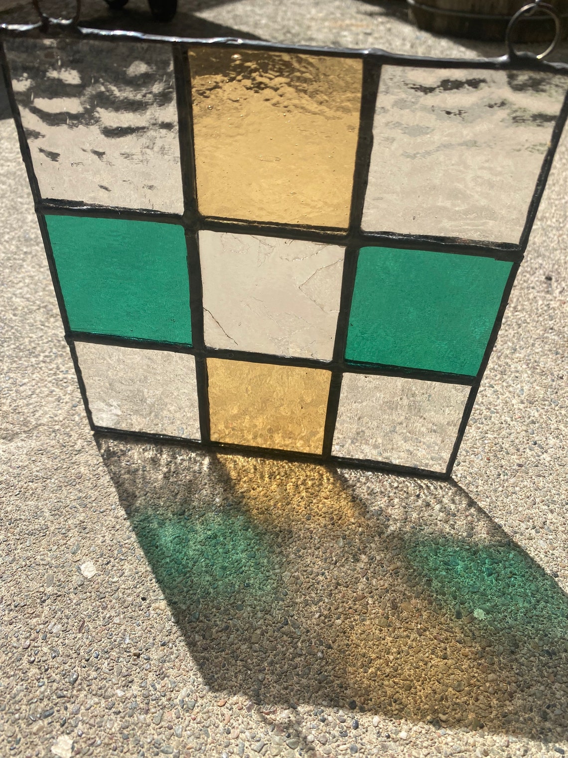 Checkered Stained Glass Window Panel - Etsy