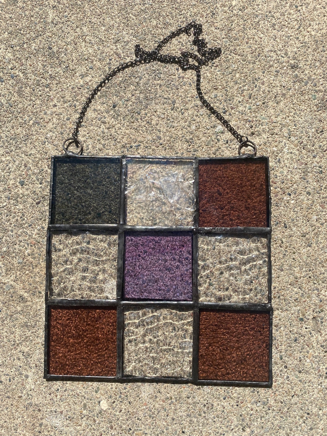 Checkered Stained Glass Window Panel - Etsy