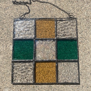 Checkered Stained Glass Window Panel - Etsy