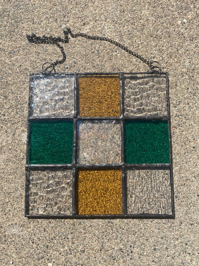 Checkered Stained Glass Window Panel - Etsy