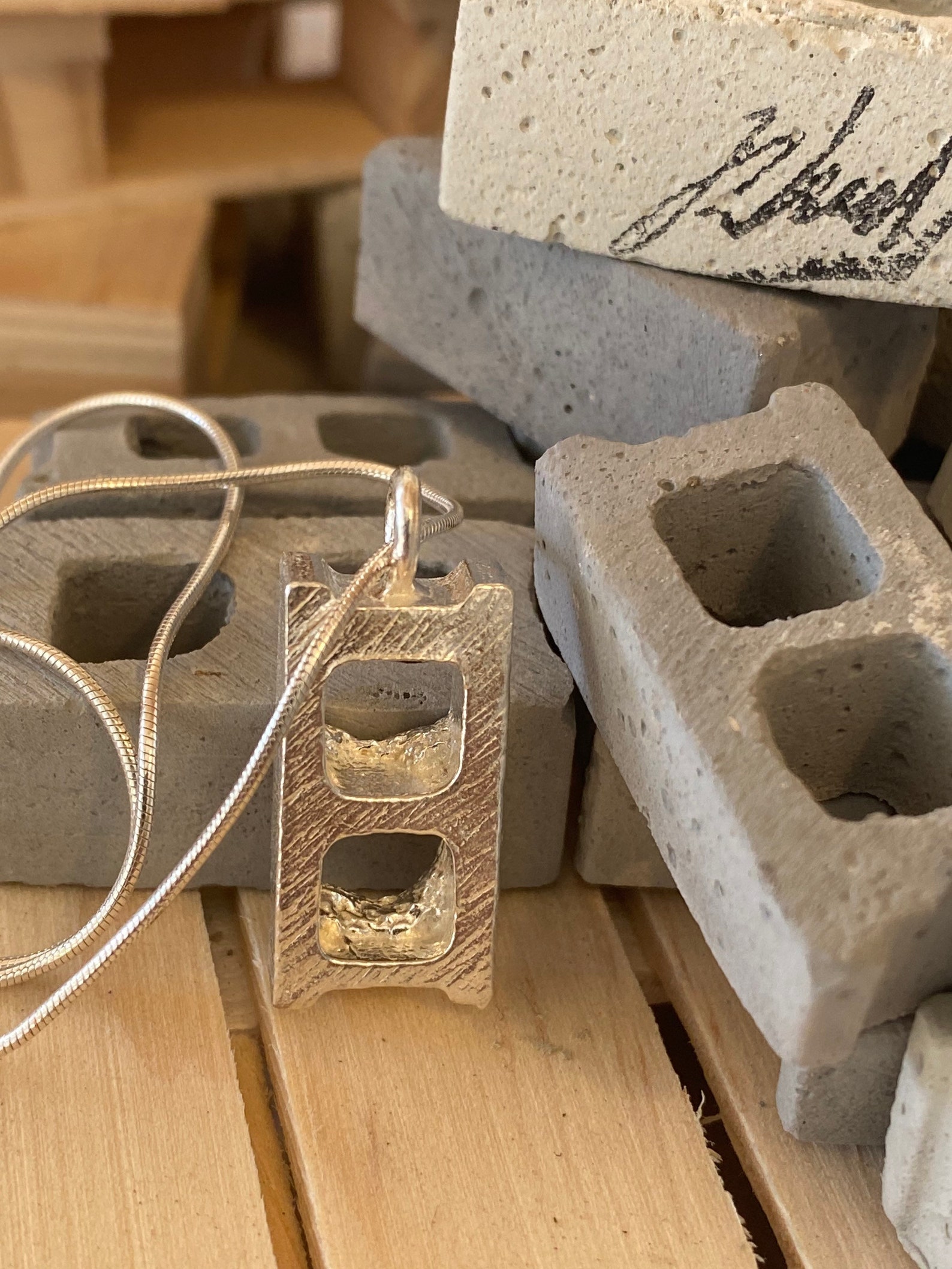 Sterling Silver Brick Necklace Charm - Etsy