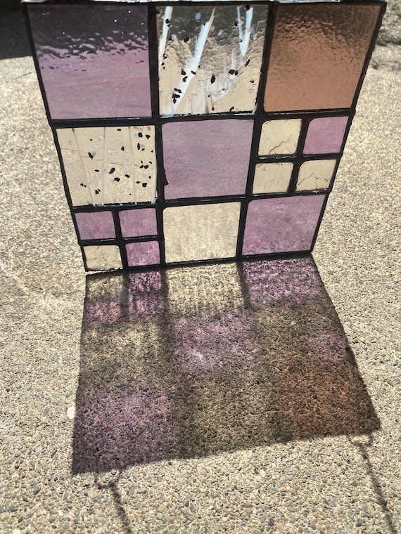Checkered Stained Glass Window Panel - Etsy