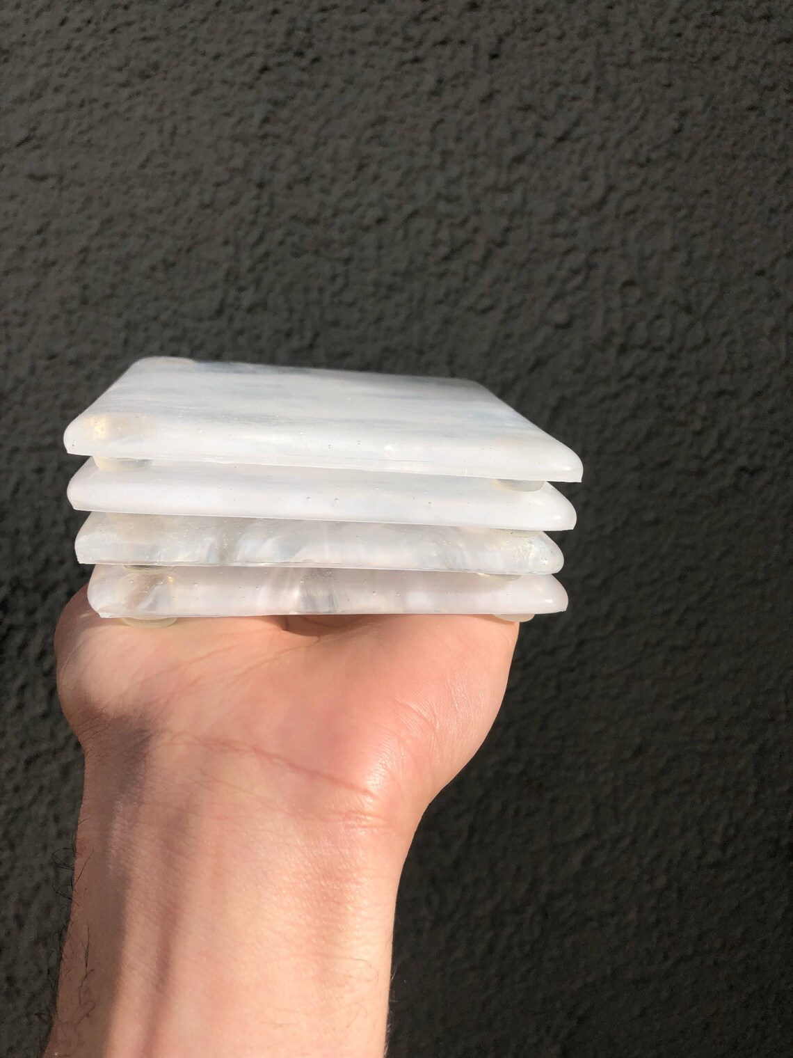 Limited Batch Marbled Glass Coaster (set of Four) White Ice - Etsy