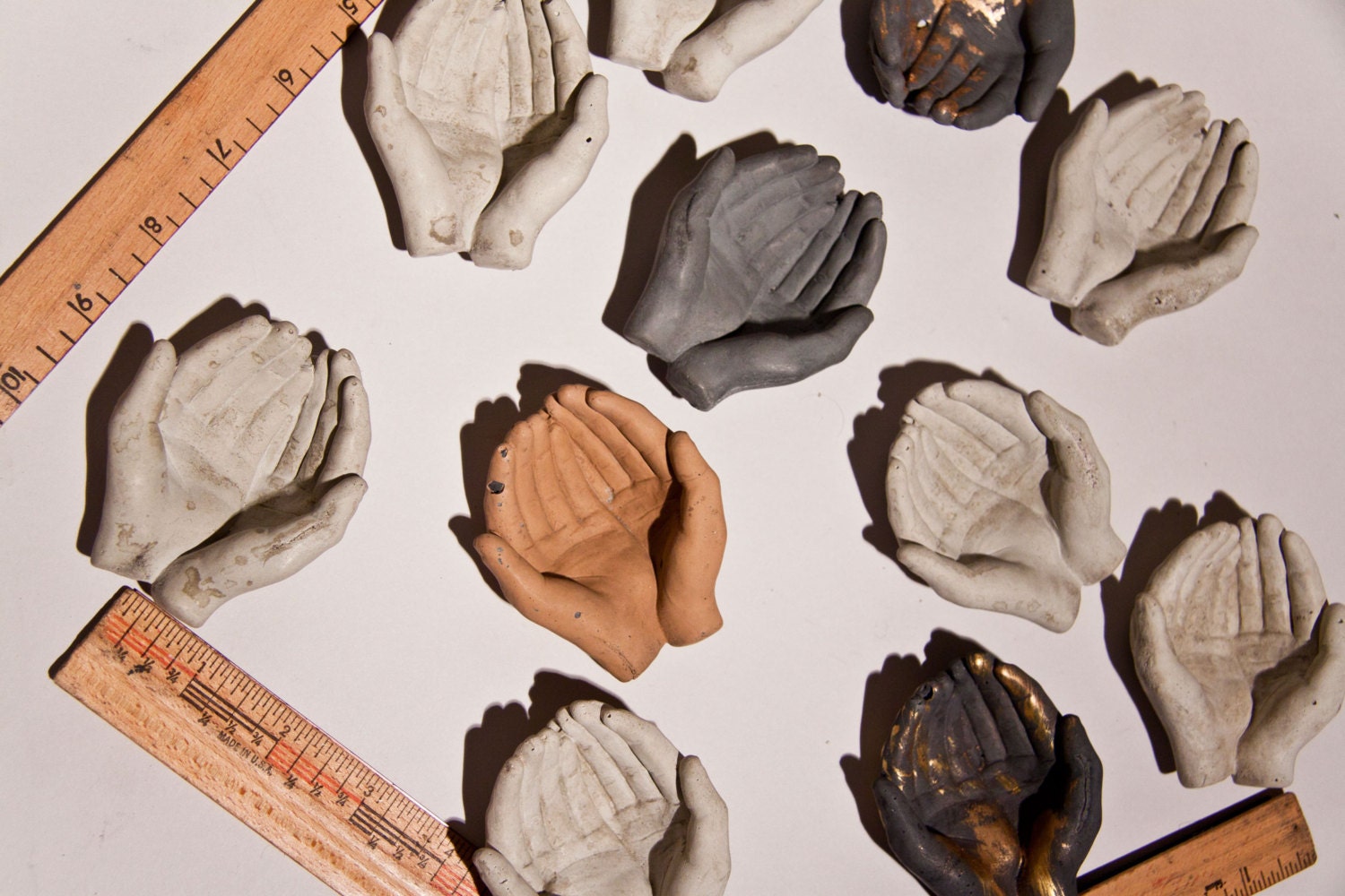 Gold Gilded Natural Unpigmented Concrete Hands Catchall Card - Etsy