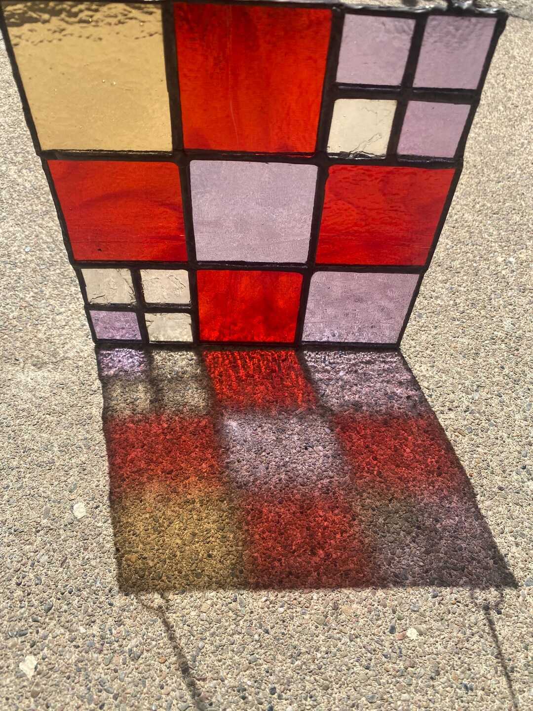 Checkered Stained Glass Window Panel - Etsy