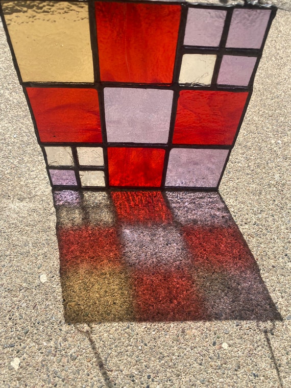 Checkered Stained Glass Window Panel | Etsy