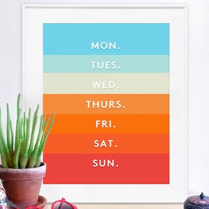 Days of the Week Print Days of the Week Weekly Print Monday - Etsy