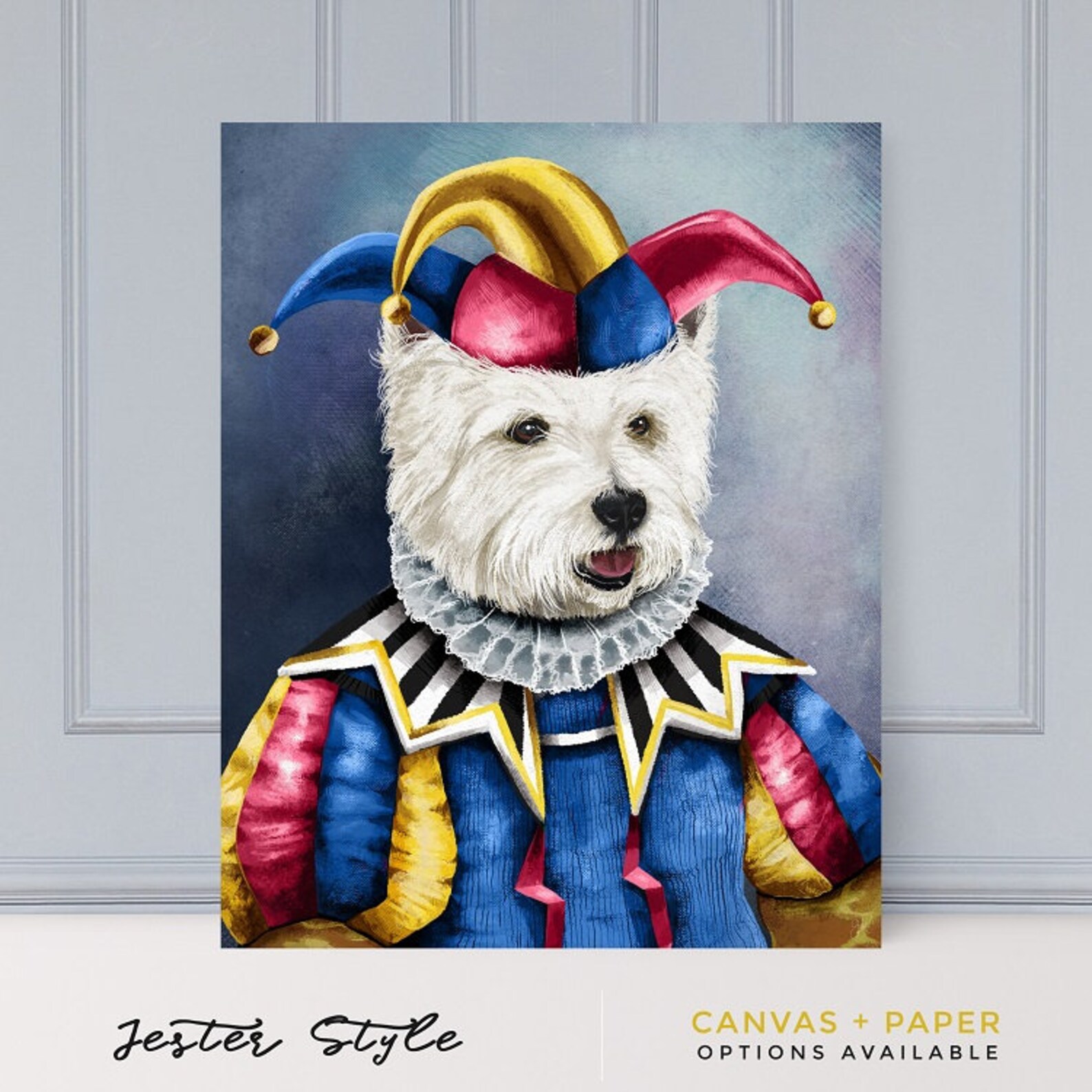 Custom Jester Portrait, Jester Pet Portrait, Pet Portraits, Custom Pet ...